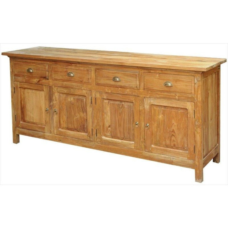 Bayou Breeze Wang 79'' Wide 4 Drawer Java Teak Solid Wood Sideboard & Reviews | Wayfair